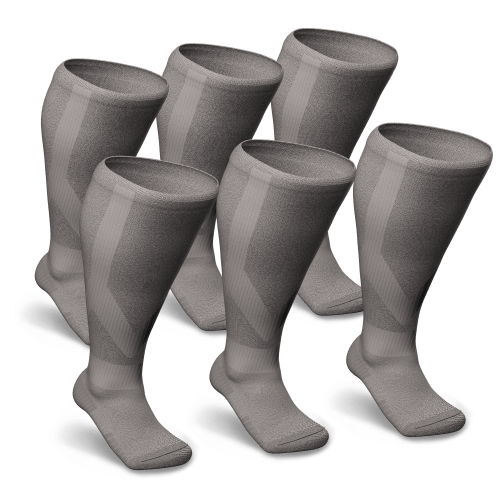 Solid Color Compression Socks - 6-Pack Gray | Viasox