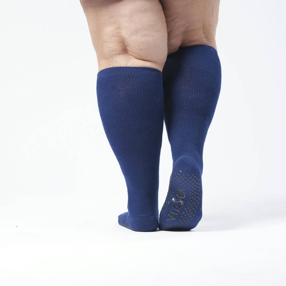 Navy Blue EasyStretch™ Gripper Socks | Viasox Classic Secure Style