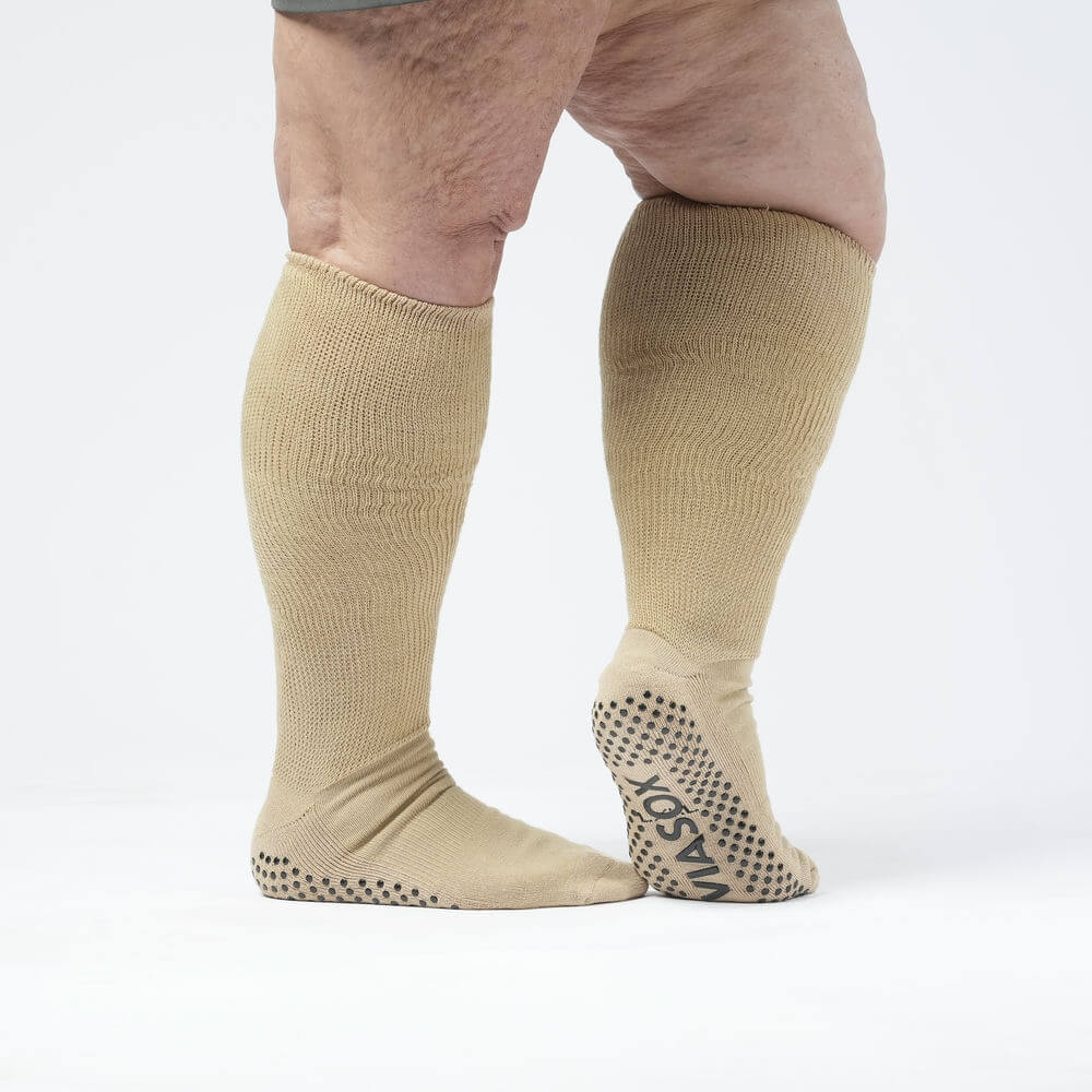 Tan EasyStretch™ Gripper Socks | Viasox Soft & Steady Support