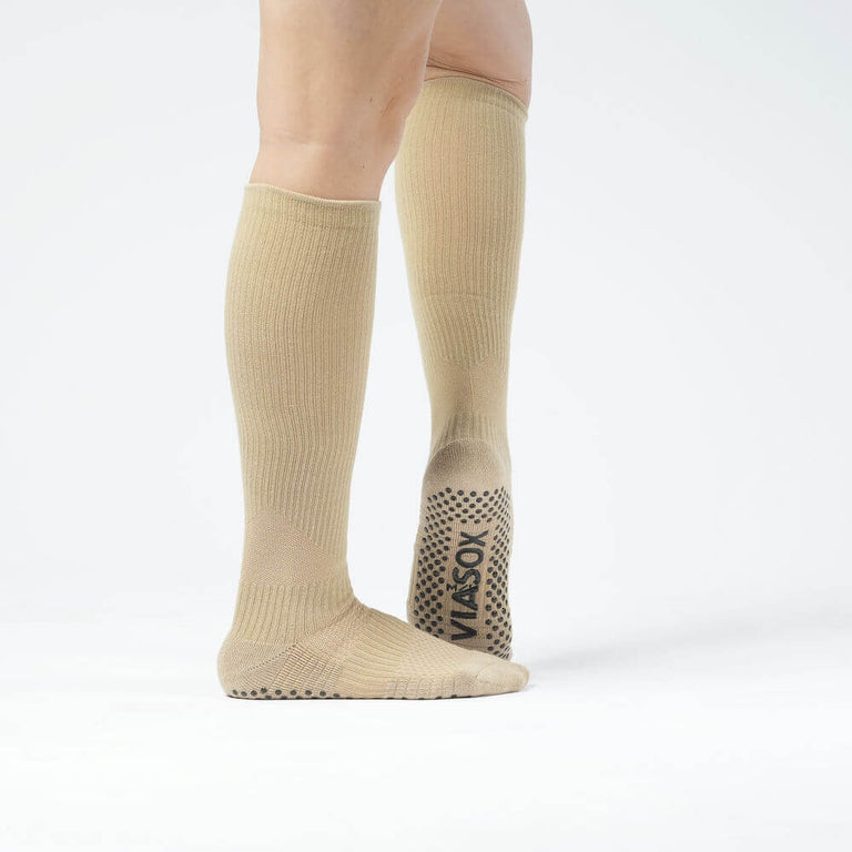 Tan Compression Gripper Socks | Viasox Subtle Support & Grip