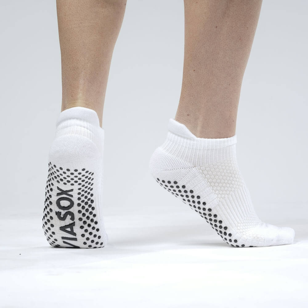 White Ankle Compression Gripper Socks | Viasox Non-Slip