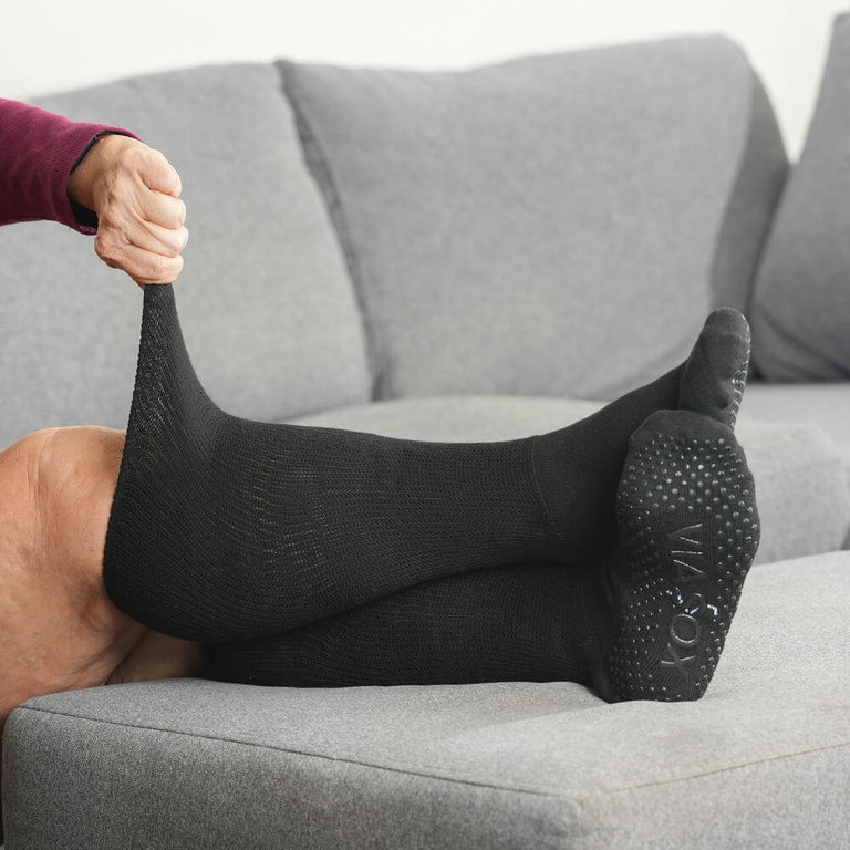 Black EasyStretch™ Gripper Socks | Viasox Secure Comfort