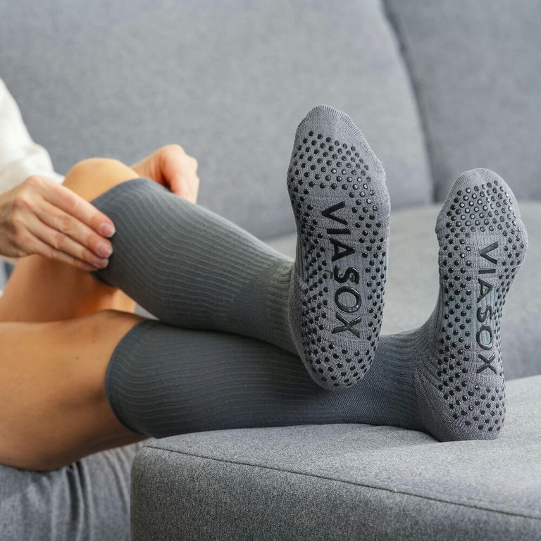 Gray Compression Gripper Socks | Viasox Neutral, Steady Fit