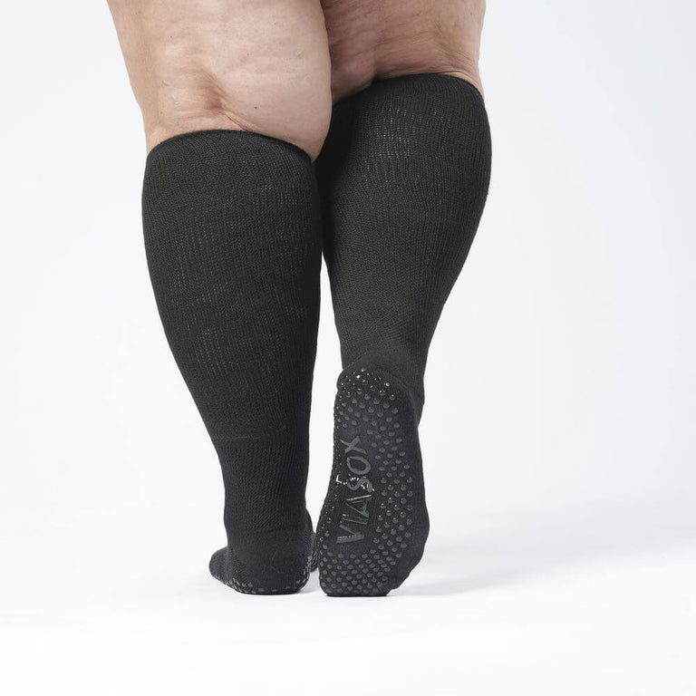 Black EasyStretch™ Gripper Socks | Viasox Secure Comfort