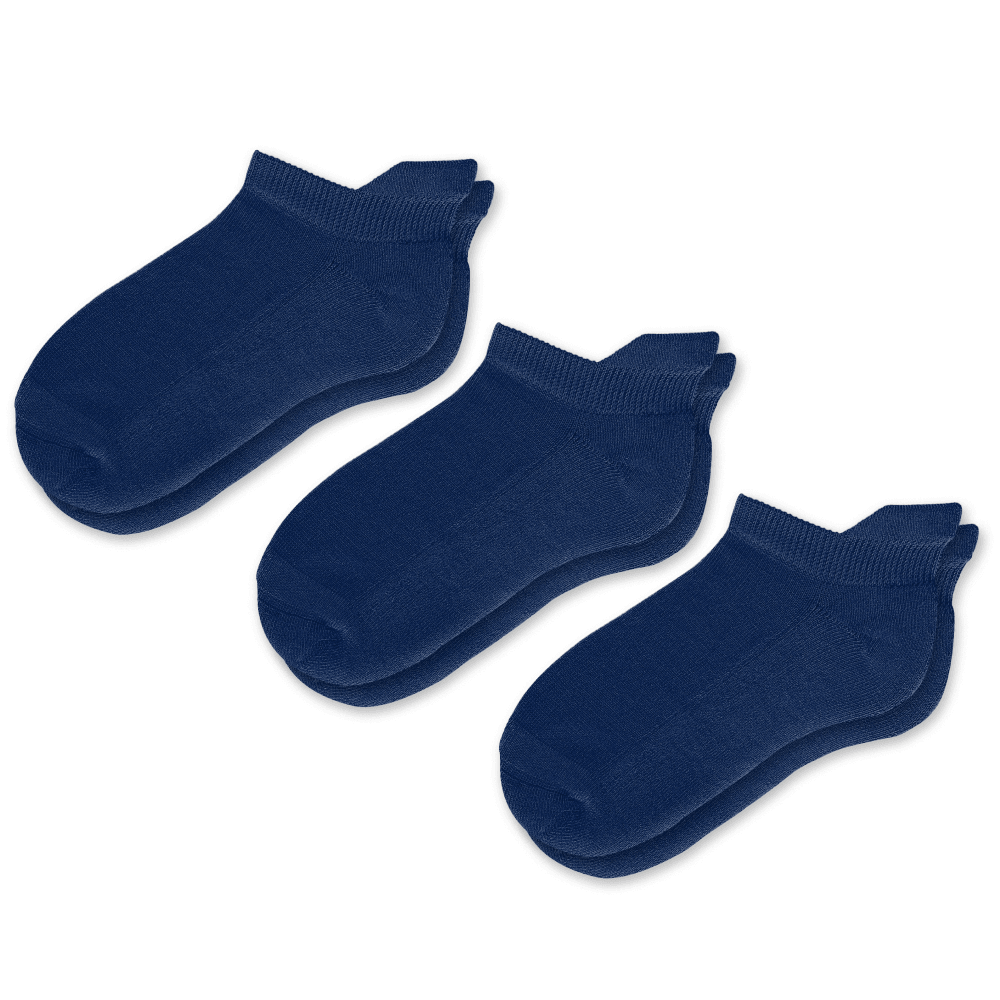 Navy Blue Ankle Socks 3-Pack – EasyStretch™ Comfort by Viasox