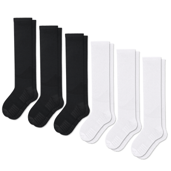 6-Pack Compression Socks - Black and White | From Viasox
