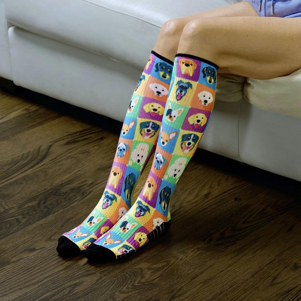 Colorful Compression Socks - Dogs Pattern | Comfort From Viasox