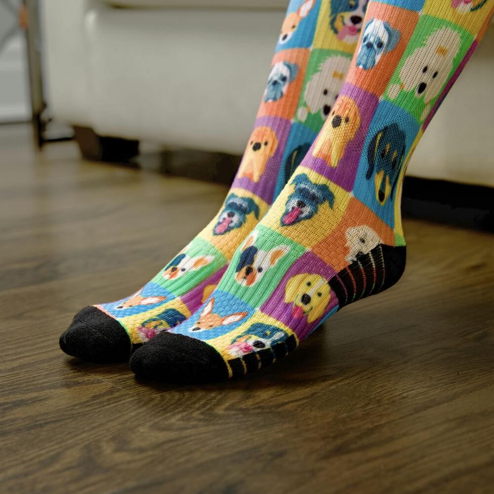 Colorful Compression Socks - Dogs Pattern | Comfort From Viasox